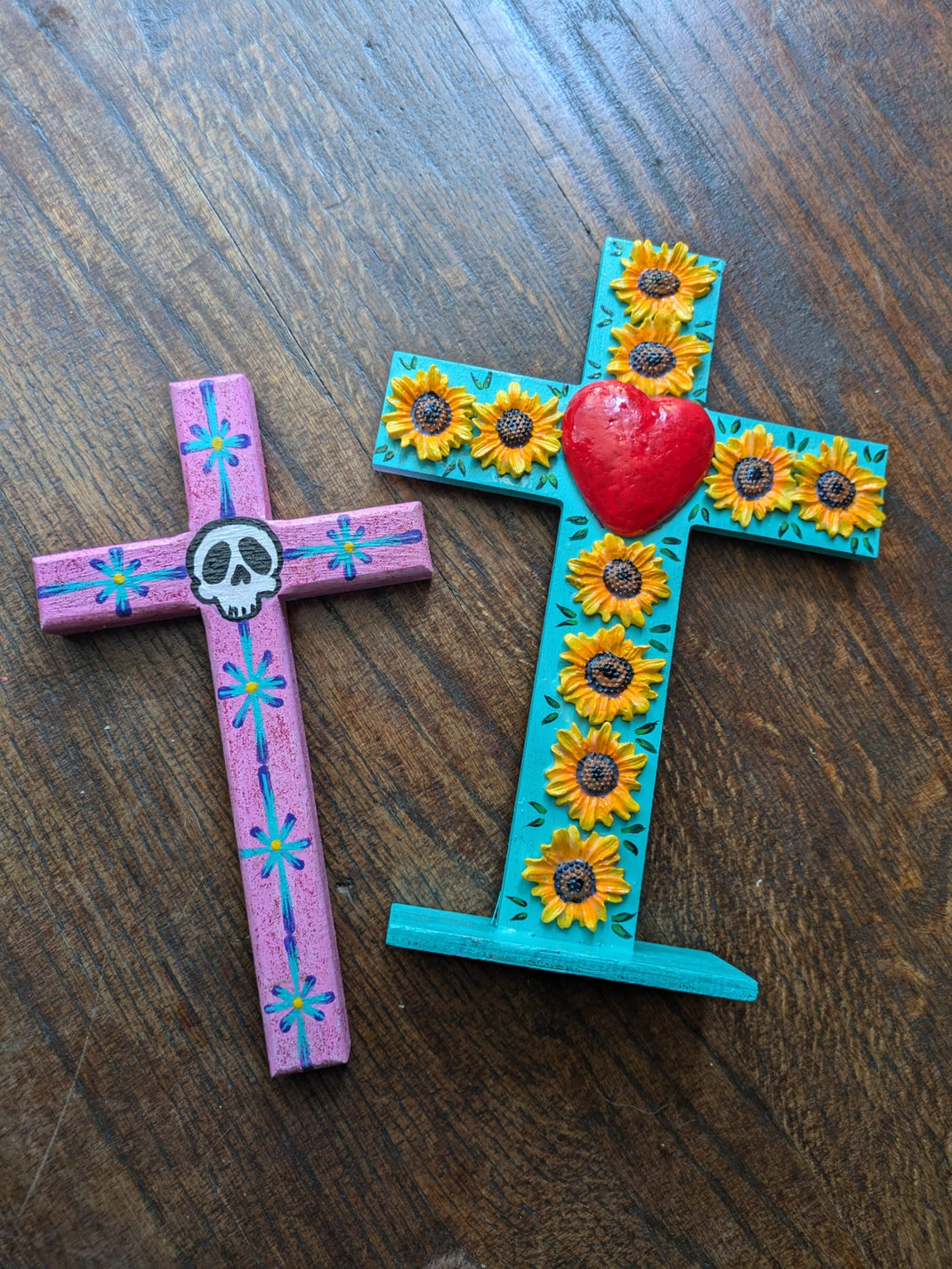 Dia De Los Muertos Wooden Cross, Day of the Dead Hand Painted Skull Cr ...